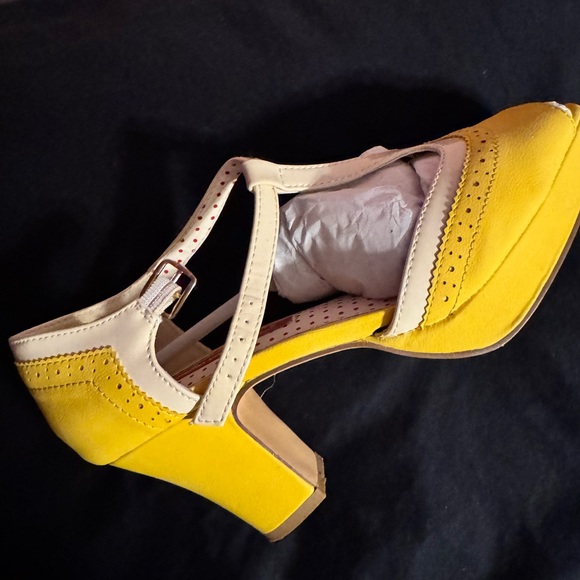 Shoes | Bait Yellow And Cream Womens Heels | Poshmark